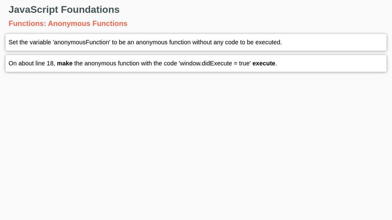 Functions: Anonymous Functions