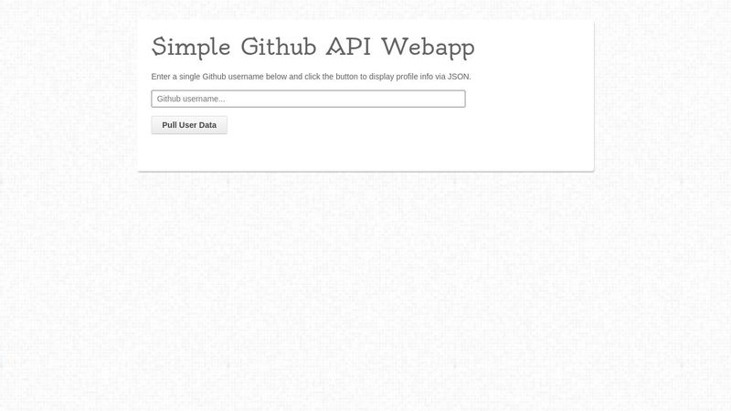 Github API Webapp