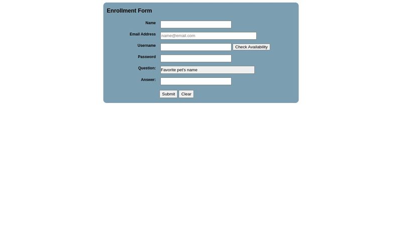 Enrollment Form CSS Validation