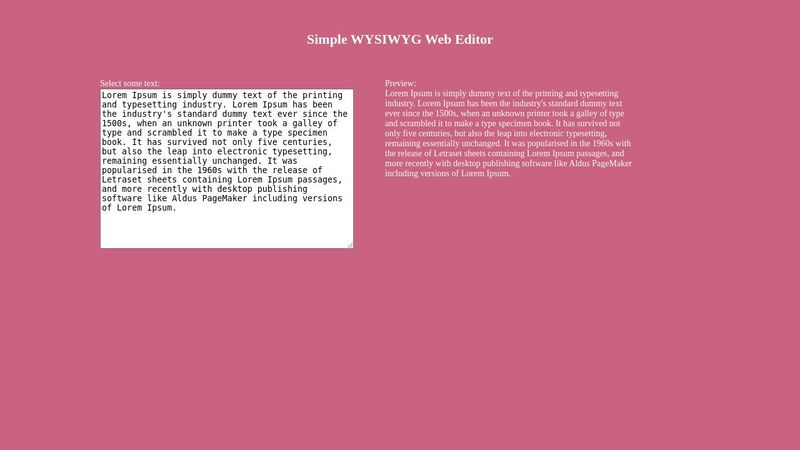 Simple jQuery WYSIWYG Web Editor