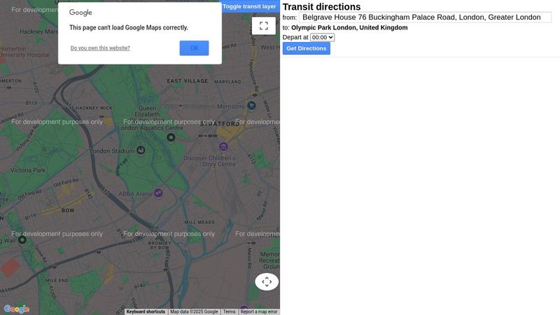 Google Maps JavaScript API v3 Example: Transit