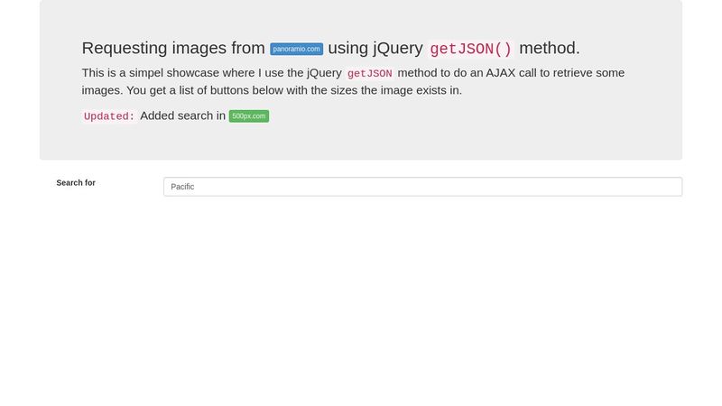Requesting images from panoramio.com using jQuery getJSON() method