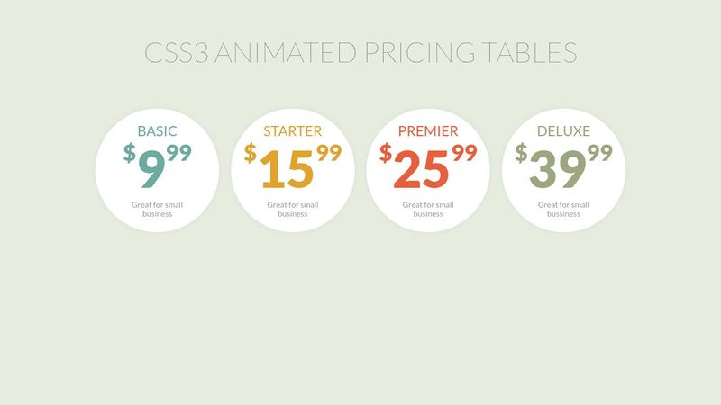 CSS3 animated Pricing tables