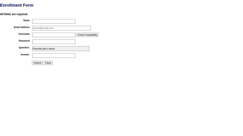 Enrollment Form CSS Validation