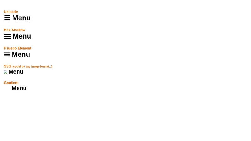 Three-Line Menu Icon, Various Techniques