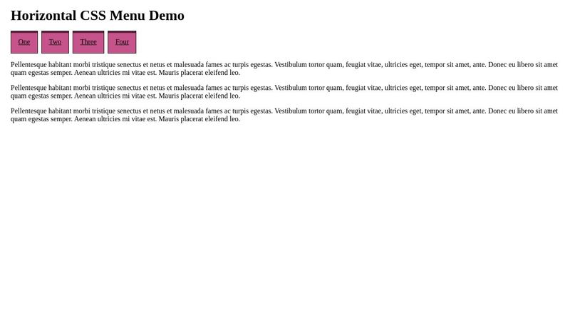 Horizontal CSS Menu Demo (WIP)