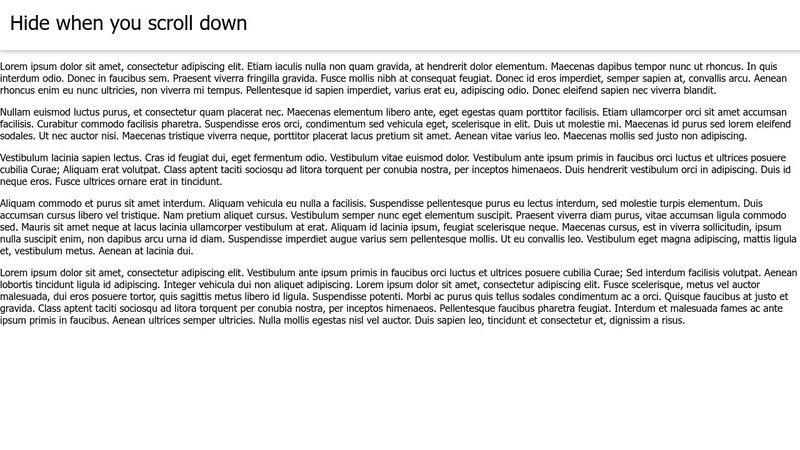 CodePen - Hide on scroll down, show on scroll up