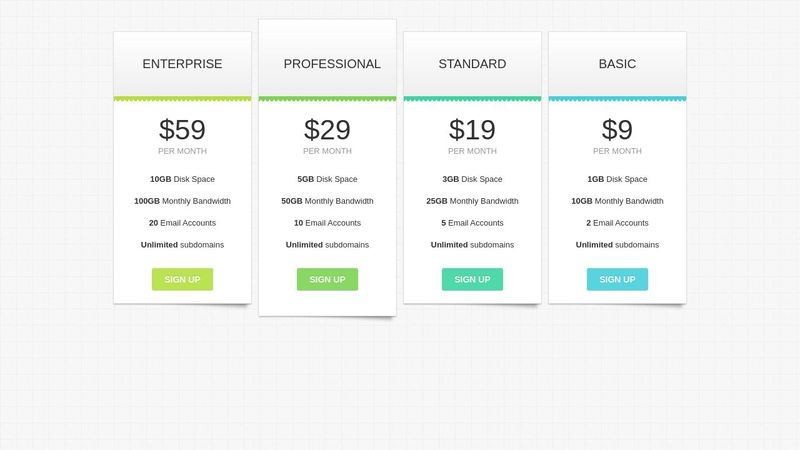 CSS3 pricing table