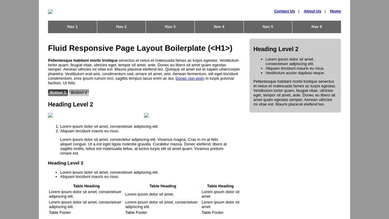 Fluid Responsive Page Layout Boilerplate