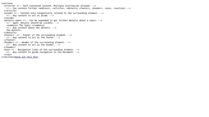 HTML5 Course - HTML - section elements (for iframe)