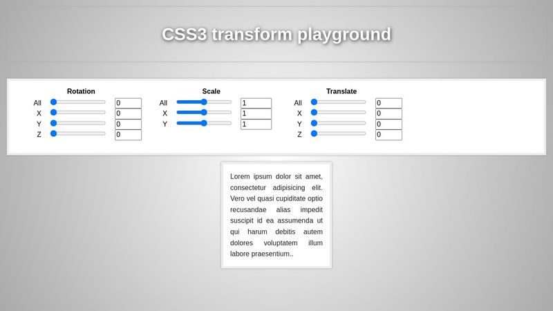 CSS3 transformation playground