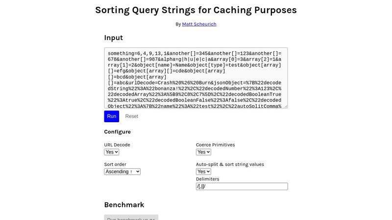 Sorting query strings for caching purposes
