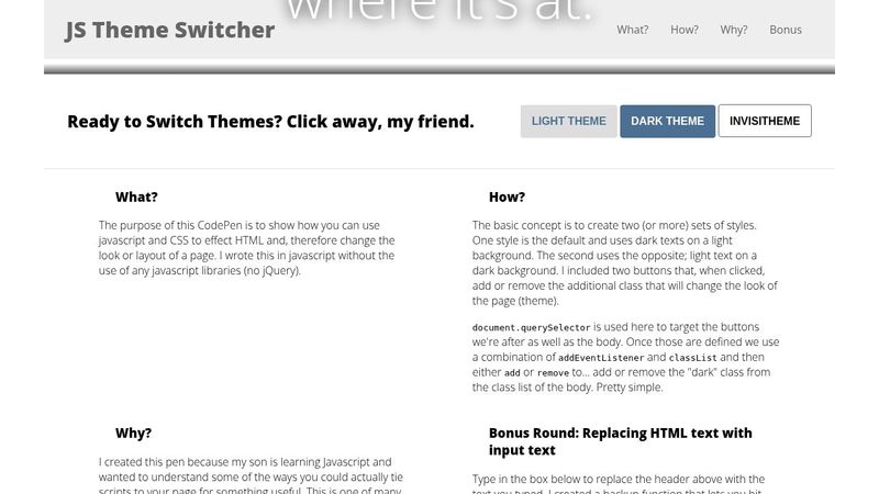 Javascript Theme Switcher