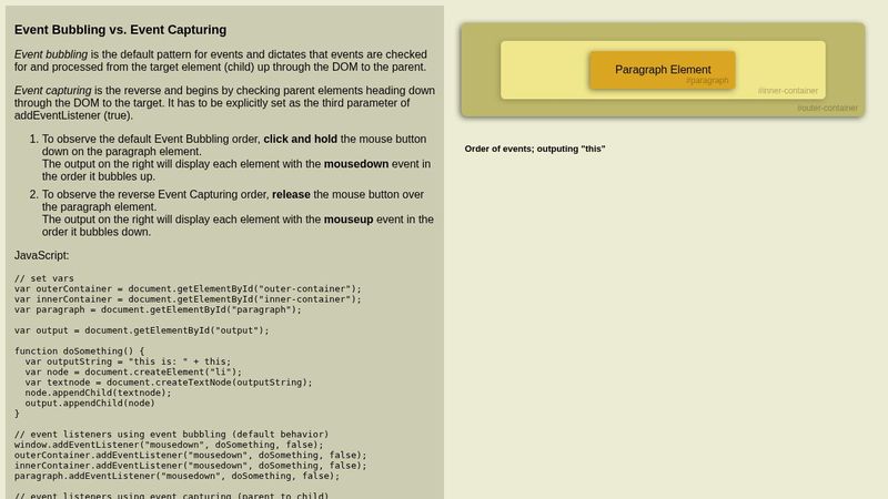Event Bubbling vs. Event Capturing demo