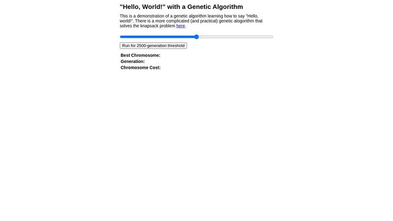 Hello, World! Genetic Algorithm
