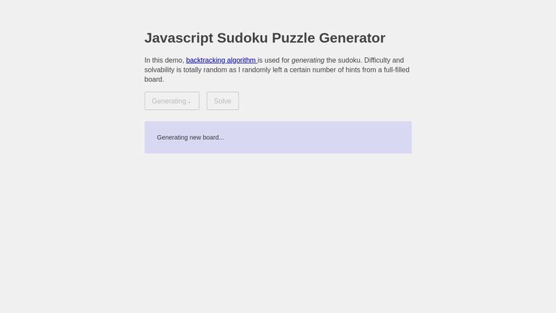 Javascript Sudoku Puzzle Generator