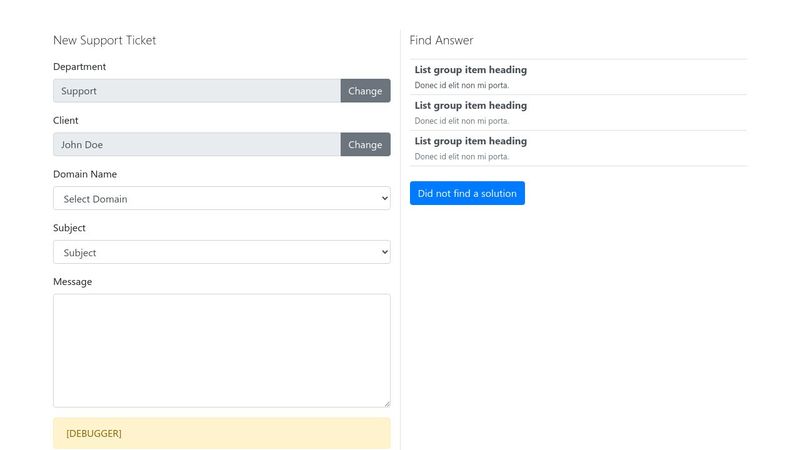 Open support ticket form