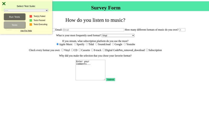 freecodecamp.org Responsive Web Design project #2: Survey Form