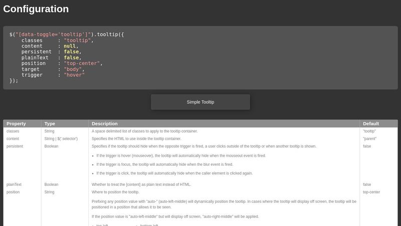 jQuery Tooltip Plugin
