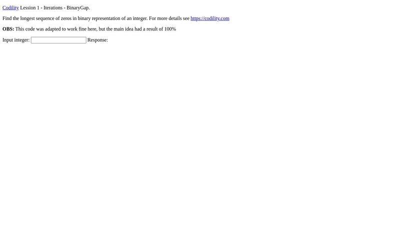 Codility Lesson 1 - Iterations - BinaryGap