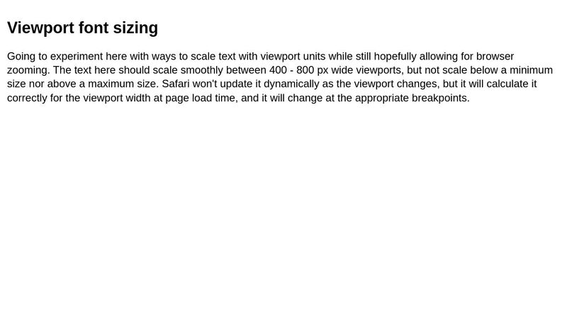 Zoomable viewport-based font sizing