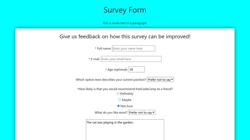 Survey Form Project