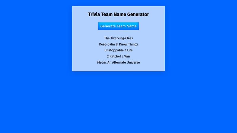 Trivia Team Name Generator trivia-team-name-generator