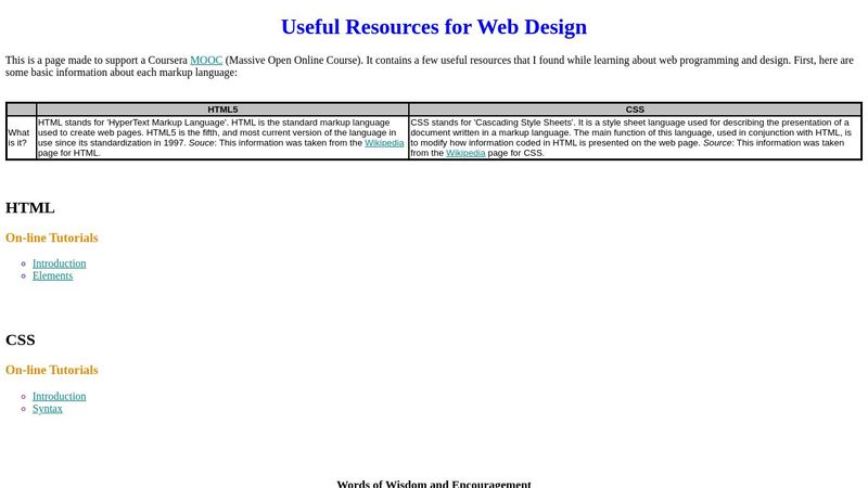 Introduction to HTML and CSS: A Coursera Assignment