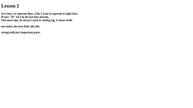 Lesson 2(Line Break, Bold Word, Italic Word)