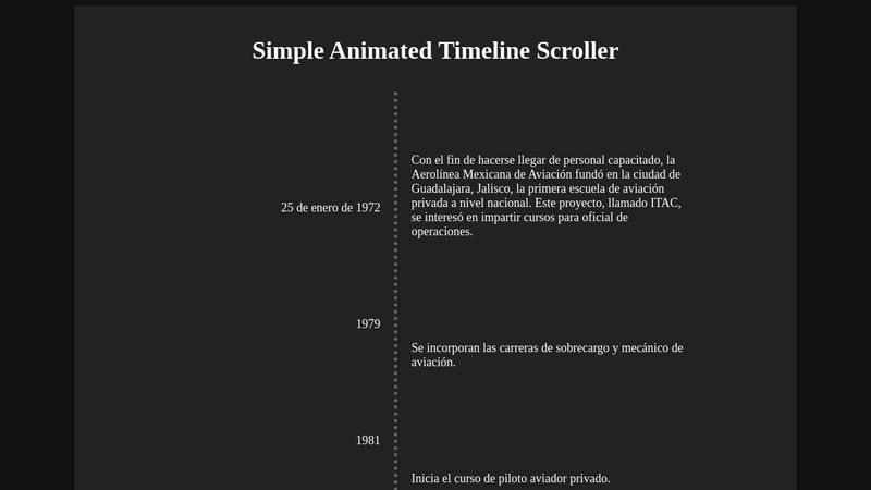 Simple Animated Timeline Scroller - ITAC