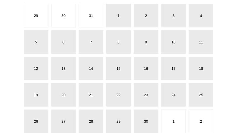 Calendar CSS Grid Style