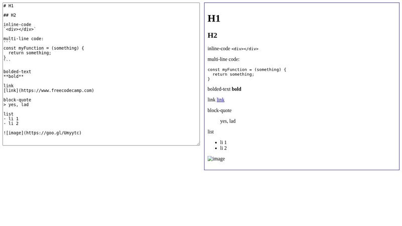 FCC: Simple React Markdown Previewer