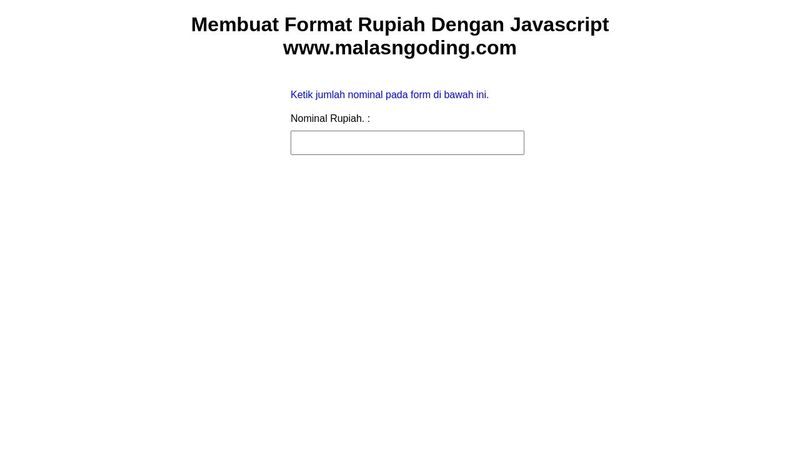 Format Rupiah Javascript