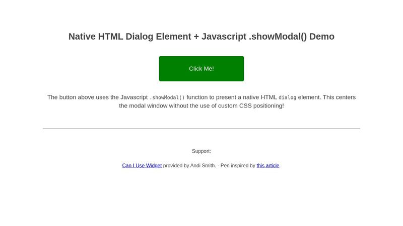 Native HTML Dialog + JS .showModal() Demo