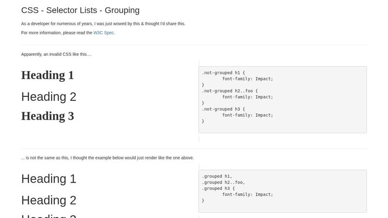 CSS - Selector Lists - Grouping