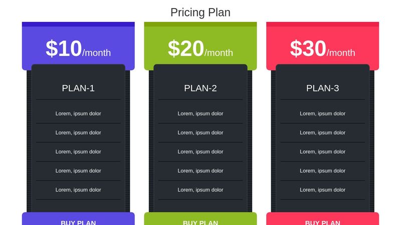 Pure Css Fully Responsive Pricing table