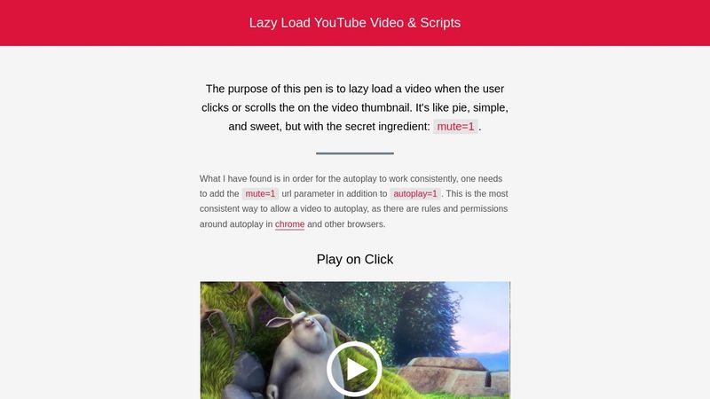 Lazy Load YouTube Video