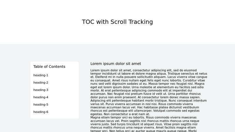 TOC with scroll tracking JS