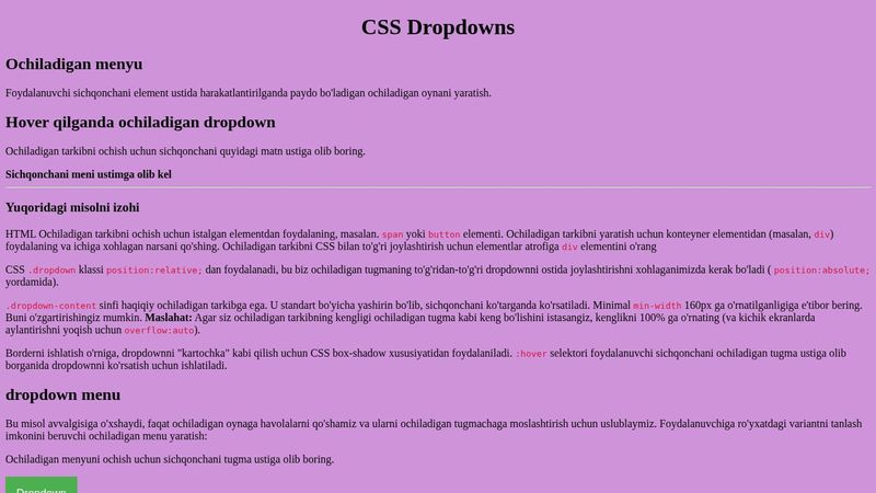 CSS Dropdowns