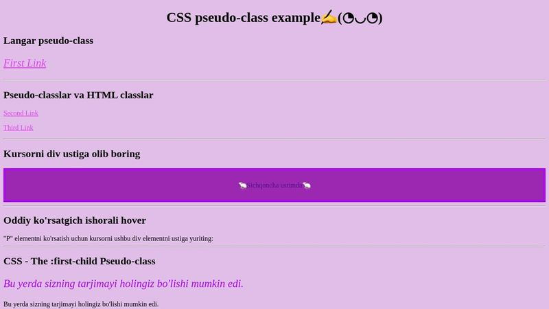 CSS pseudo-class example