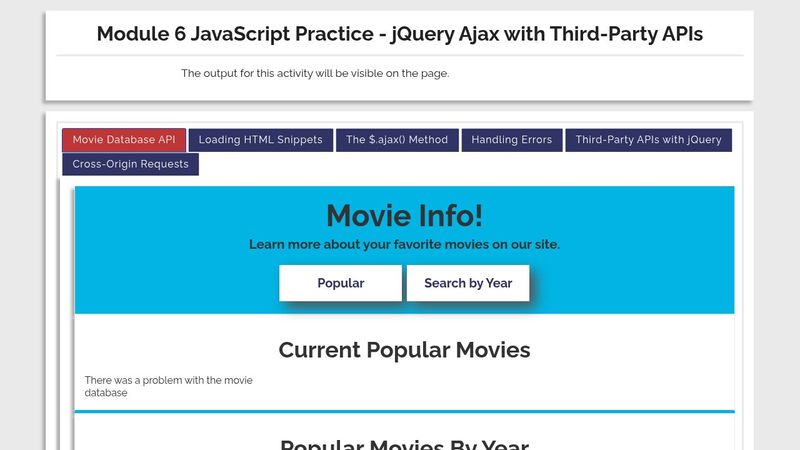 Module 6 Coding Activity - jQuery Ajax with Third-Party APIs - STARTER - PLEASE FORK