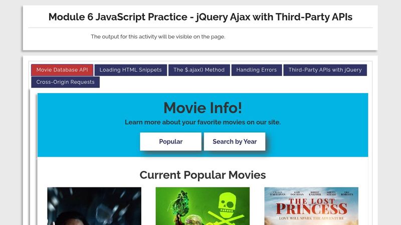 Module 6 Coding Activity Jquery Ajax With Third Party Apis Starter