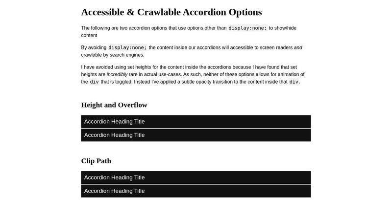 Accessible and Crawlable Accordion