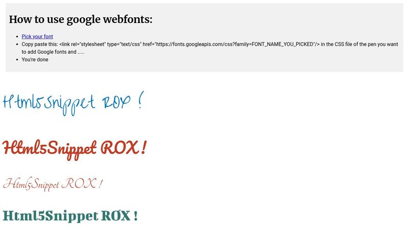 How to use Google fonts on codepen
