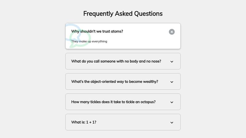 Responsive FAQ Collapse using HTML, CSS, and JS