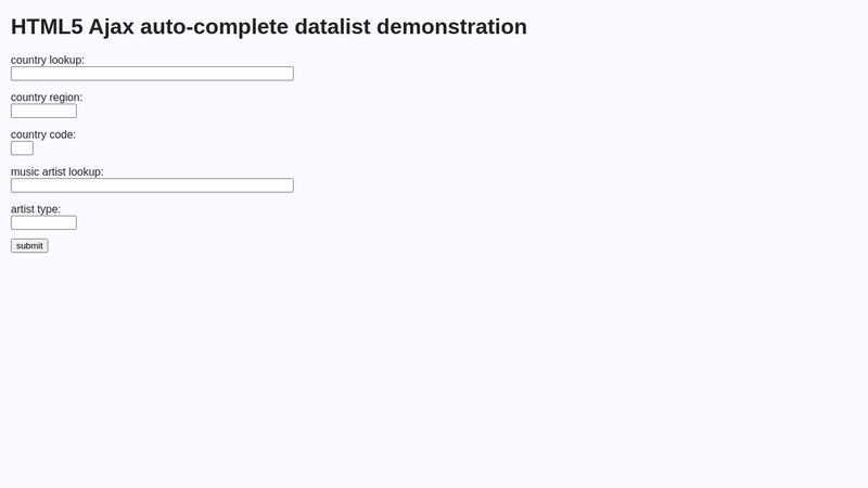 HTML5 with Ajax autocomplete