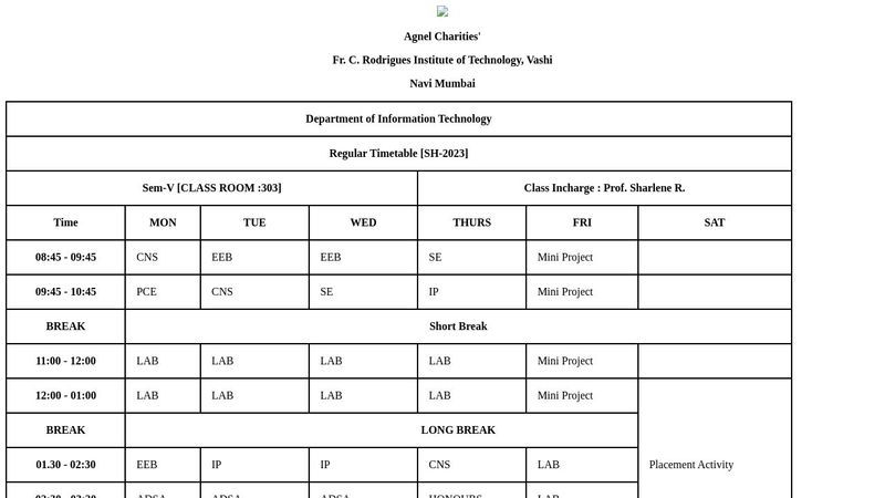 College time table
