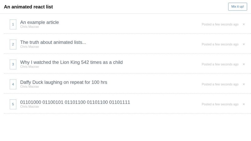 Animated Sorting List React.js