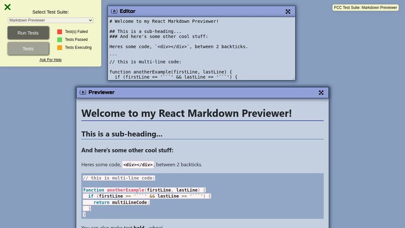FreeCodeCamp Build a Markdown Previewer