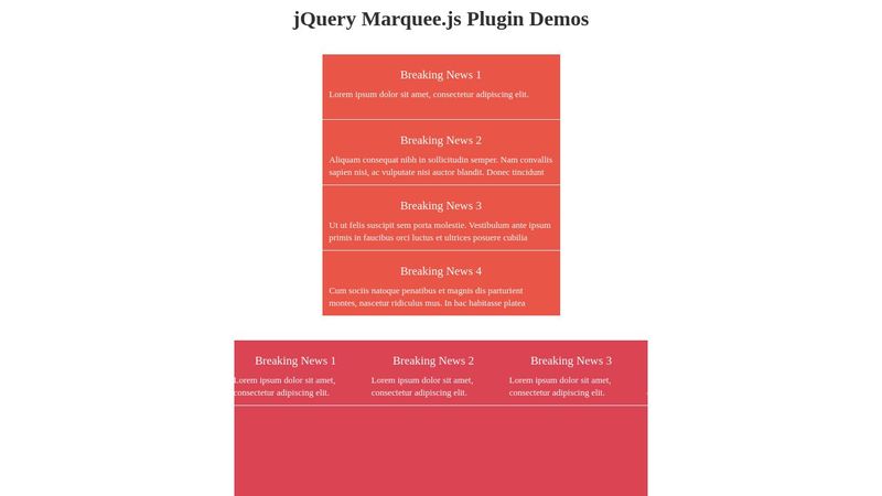 jQuery Marquee js Breaking News Plugin Demos